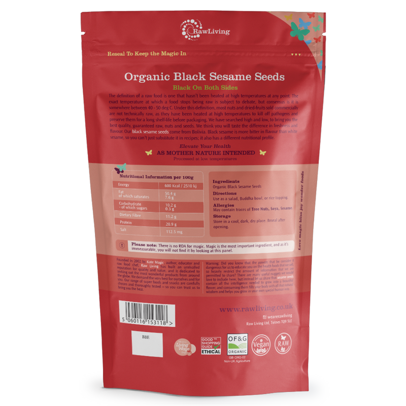 Organic Black Sesame Seeds (250g, 1kg, 5kg) | Raw Living UK