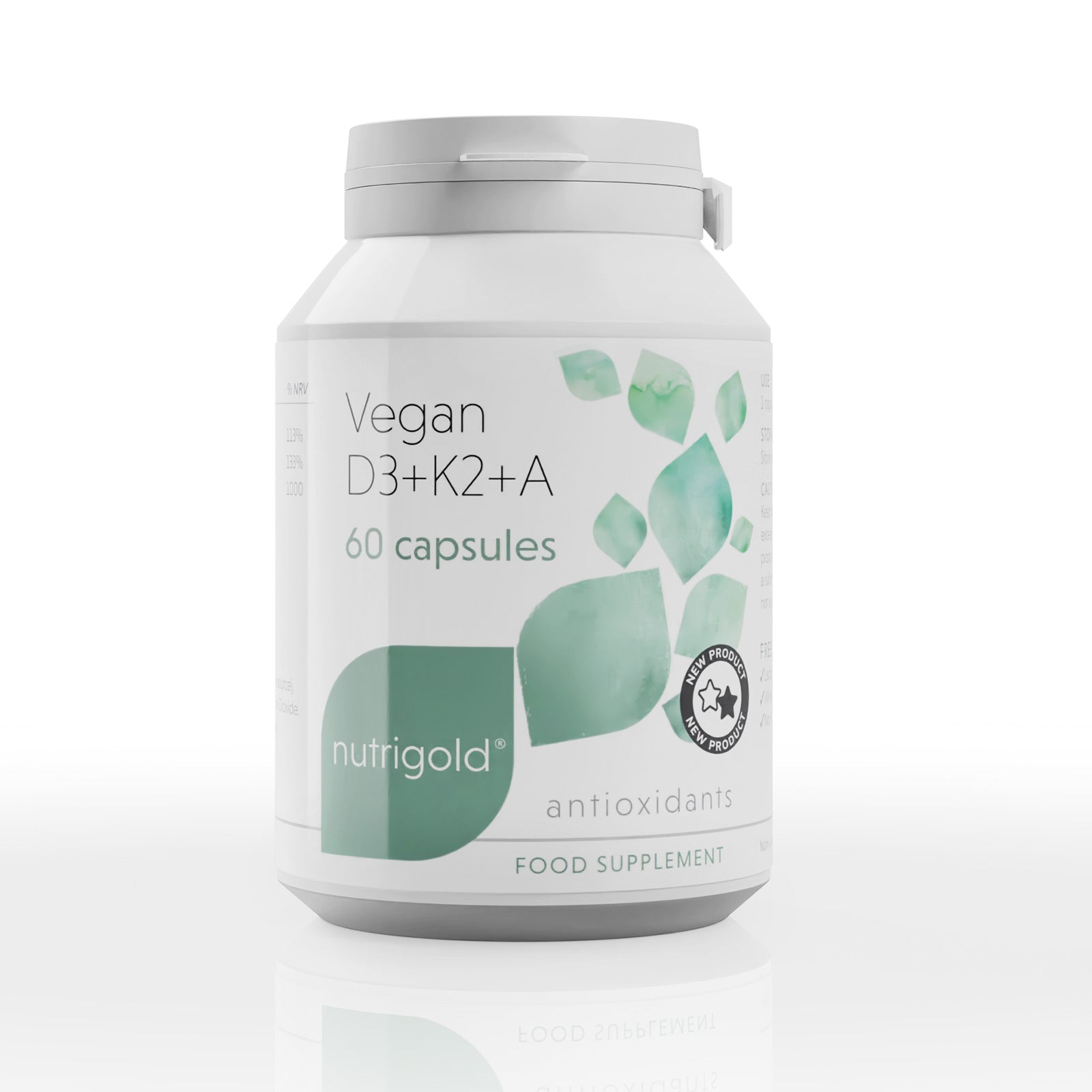 Vegan D3 K2 & A (60 Capsules) | Nutrigold | Raw Living UK