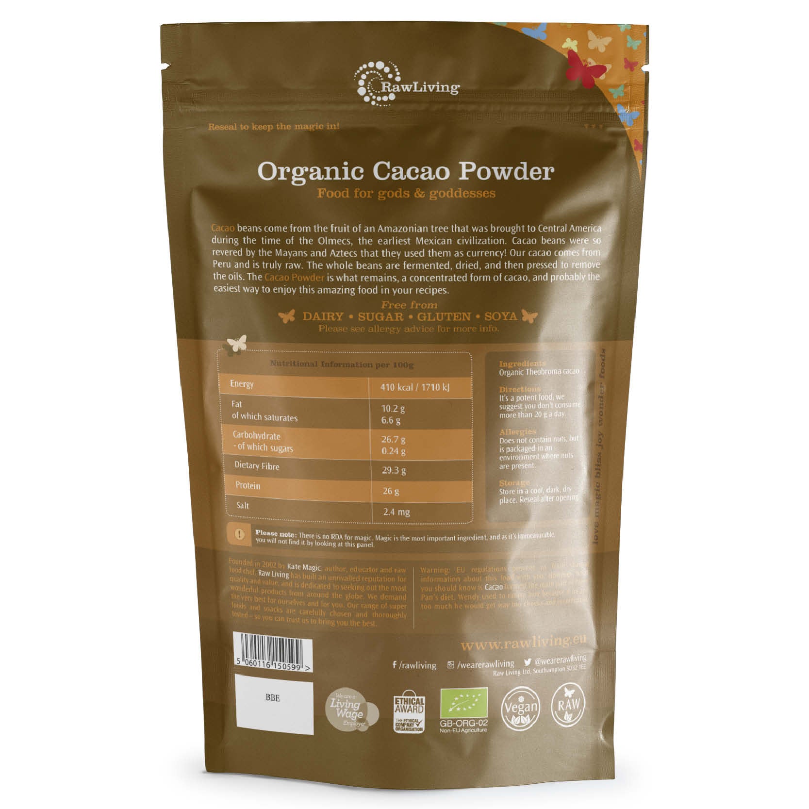 Organic Cacao Powder (250g, 1kg, 5kg, 25kg) | Raw Living UK